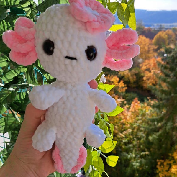 No Sew Axolotl Crochet Pattern, Cute Flower Axolotl No Sew Amigurumi ...