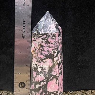Rhodonite Crystal Point, Rhodonite Crystal Tower, Crystal Obelisk - Etsy