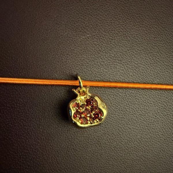 Pomegranate Charm 16K Gold Filled Fruit Charms Red Mini Micro Pave ...
