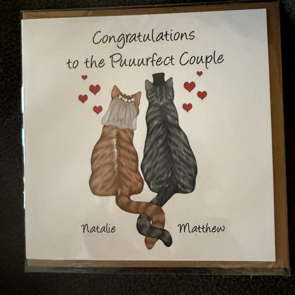 Personalised Cat Wedding Card | Congratulations on Your Wedding | Cat ...