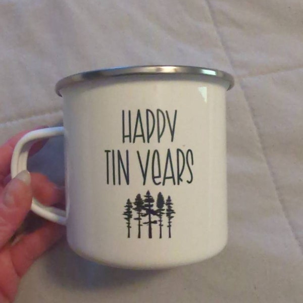 10 Years Anniversary Gift for Him Happy Tin Years Mugs, 10th ...