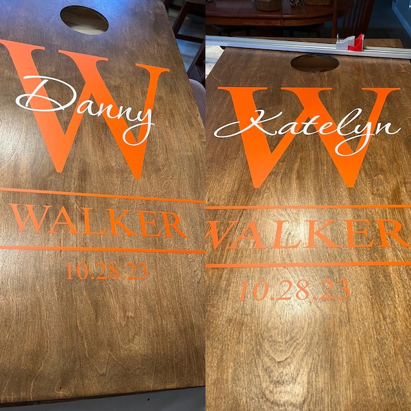 Cornhole Decals-monogram With Names- Wedding Cornhole- Anniversary ...