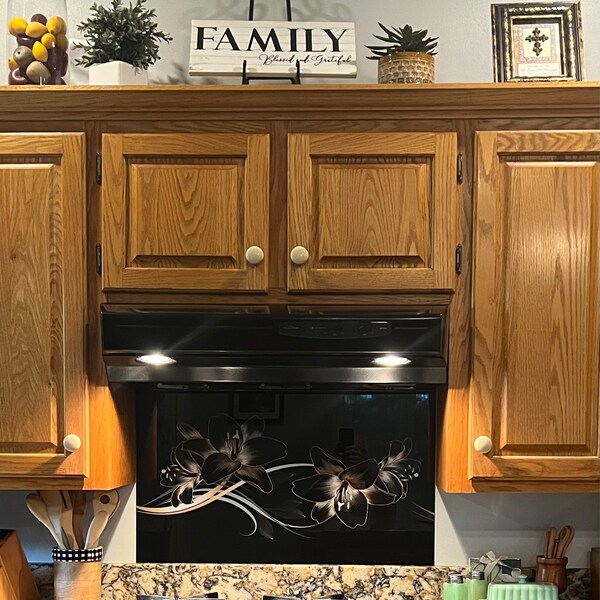 Kitchen Backsplash, Stove Back Cover, Tempered Glass Stove Backsplash ...