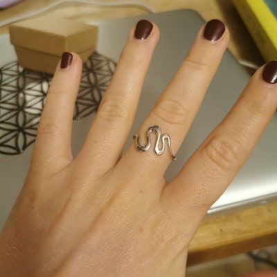 Sterling Silver Wavy Ring Dainty Wave 925 Rings for Women Funky Wave ...