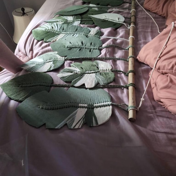 Monstera Leaf Wall Hanging Macrame, Large Leaf Macrame Wall Art ...