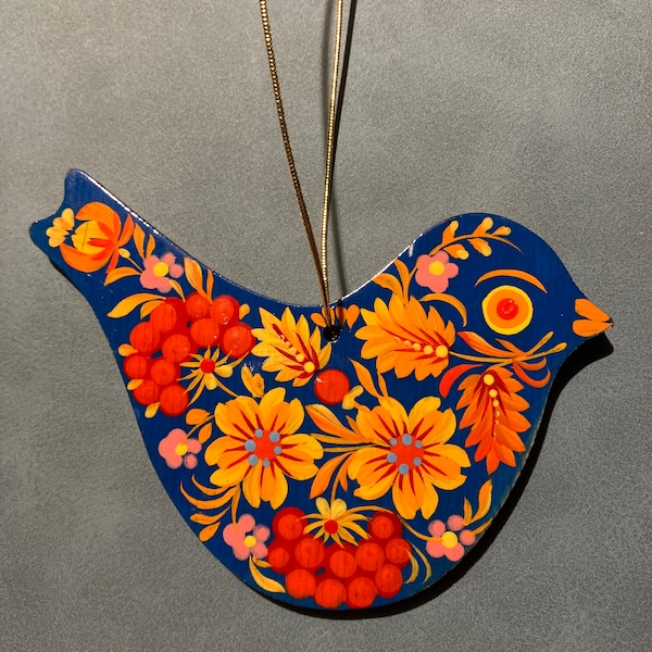 Ukrainian Christmas Ornaments Bird Wooden Traditional Painted Christmas ...