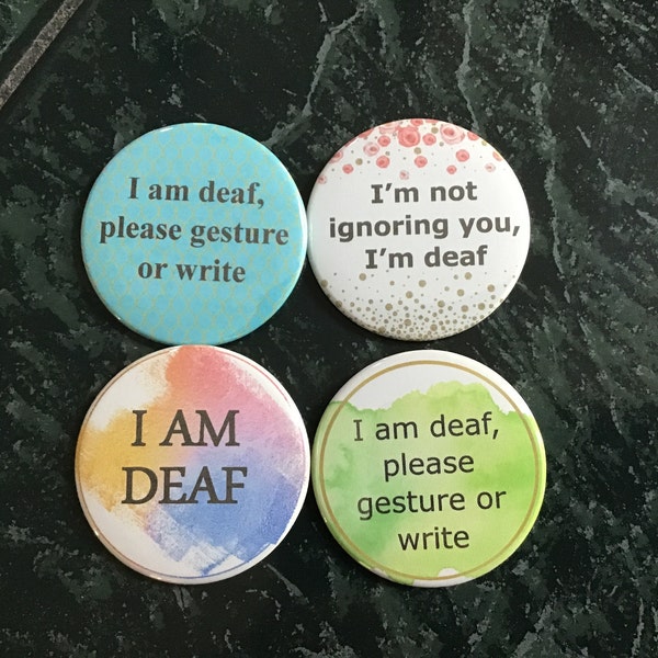 Deaf Pin, I Am Deaf Button, Hearing Loss Pin, Hearing Impaired Button ...