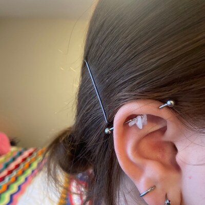 Wire Wrap Amethyst Industrial Bar 316L Stainless Surgical Steel ...