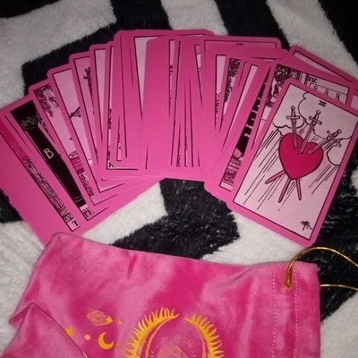 Tarot Deck Pink Vintageplastic Tarot Cards 78 Witchygift Set - Etsy Canada