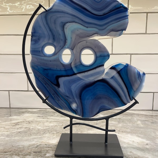 12" Round Glass Display Stand With Wave Design, for Fused Glass - Etsy