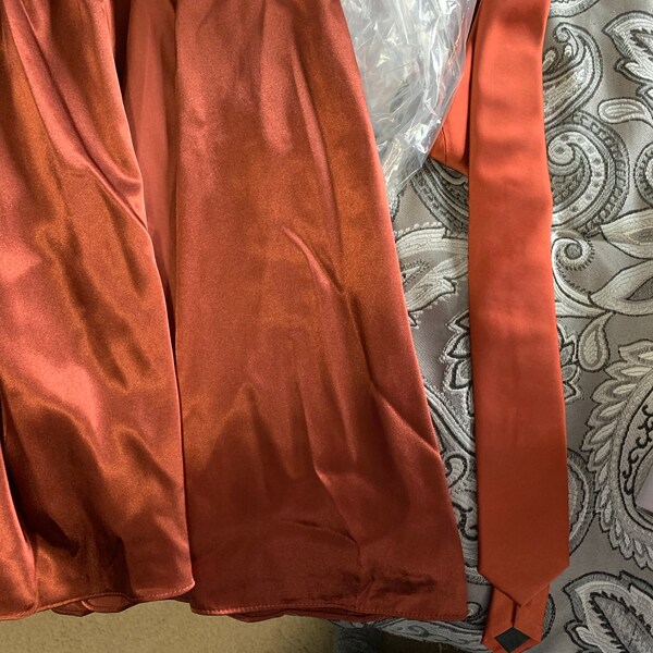 Copper Rust Bronze Mens Ties With Matching Pocket Square Handkerchief ...