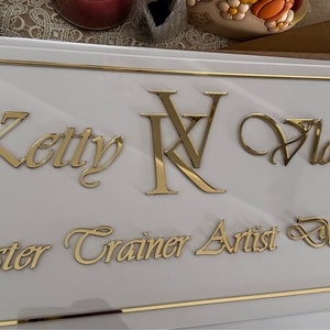 Gold Mirror Acrylic Circle Custom Sign With White Letters, Personalized ...