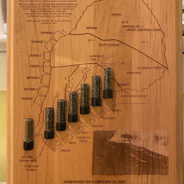 Iwo Jima Sand Map: WWII USMC Relic, Volcanic Ash, Landing Plan - Etsy