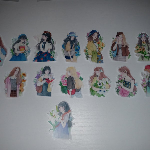 Fashion Girl Stickers | Watercolor Flower Floral Modern Girl Dress ...