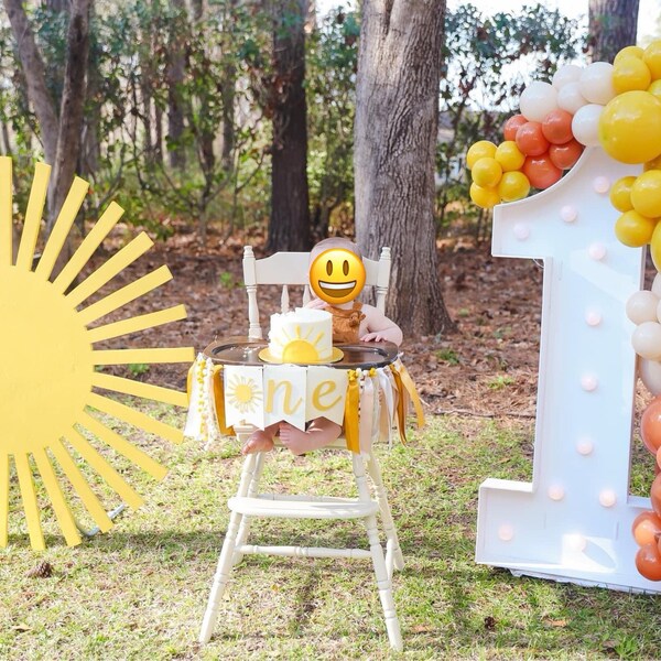 Neutral One Sun High Chair Banner, Muted Earth Tone First Birthday ...