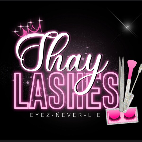 Lash Logo, DIY Logo Design Template, Eyelash Logo, Pink Neon Logo ...