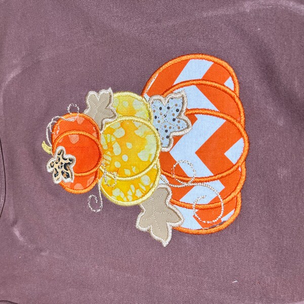 Pumpkin Stack Applique Machine Embroidery Design Trio 3 With Vines ...