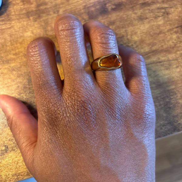 Gemstone Ring, Chunky Gold Ring, Dome Ring, Croissant Statement Ring ...