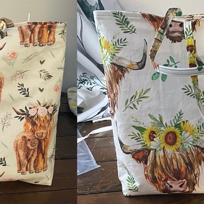 Sunny Highland Cow Fabric Highland Cow With A Sunflower Garland Medium ...