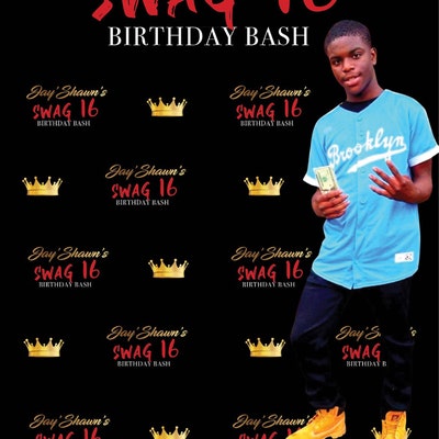 Swag 16 Birthday Backdrop, Backdrop Photo, Photo Step and Repeat, Sweet ...