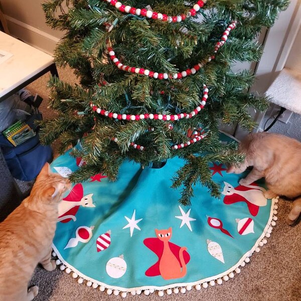 Kitschy Cat Felt Tree Skirt - Etsy
