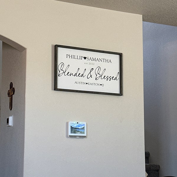 Blended and Blessed Sign, Personalized Blended Family Name Sign, the ...