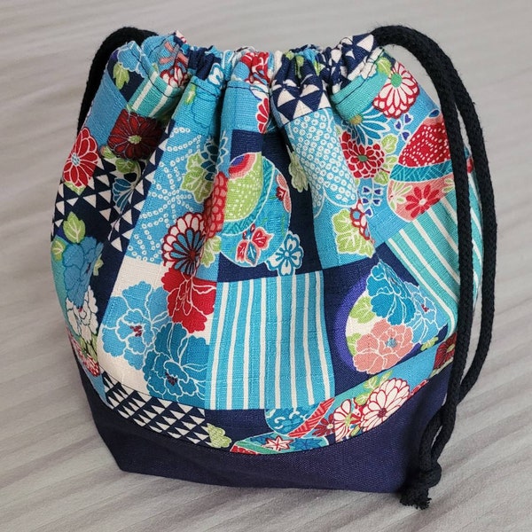 Drawstring Project Bag, Knitting Project Bag, Craft Bag, Small Project ...