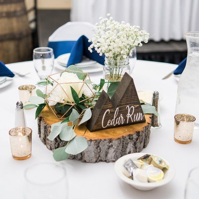 Wooden Mountains Centerpieces 3 Peak Rustic Table Numbers Mountain ...