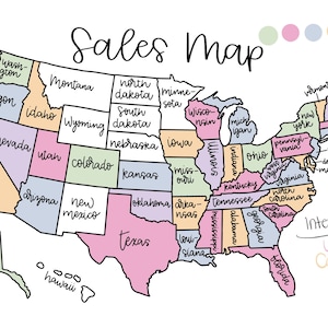 Sales Map Digital Download Sales Map Fill-in Image US Sales - Etsy