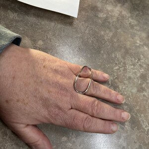 Chunky 2 Finger Silver Abstract Ring for Women Irregular Simple ...