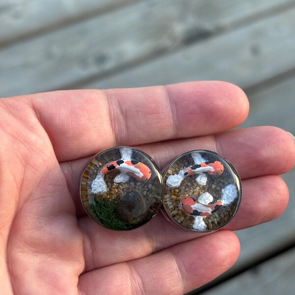 Koi Fish Pond Plugs, Polymer Clay and Resin in a Stainless Steel Plug ...