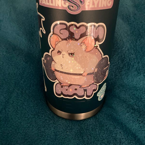 Workout Buddy: Cute Gym Rat Sticker | Adorable Kawaii Vinyl Decal, Fun ...