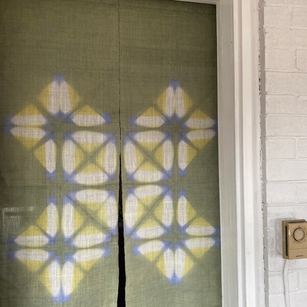 Japanese Style Noren Curtain Natural Handwoven Linen Natural Dyed Brown ...