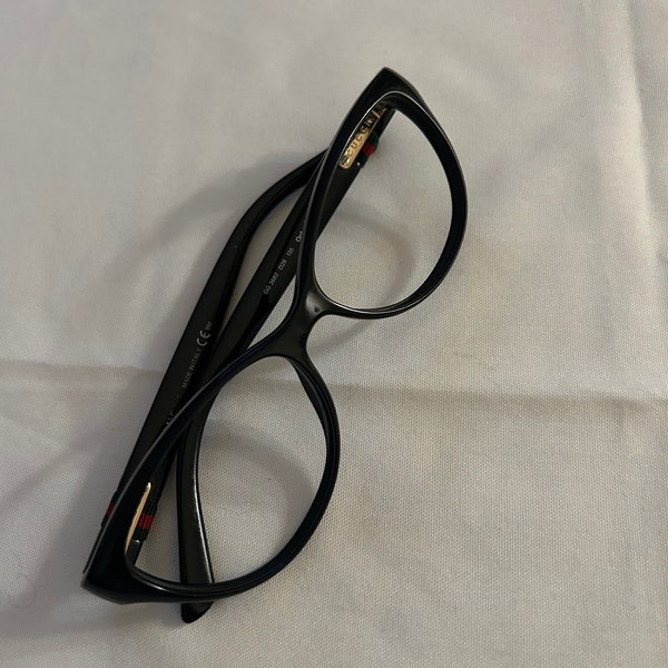 Gucci GG 3151 RLE Shiny Black White Eyeglasses Frames 53-15 135 Italy ...