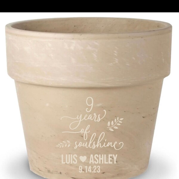 Wedding or Anniversary Gift | Deep Etched Custom Clay Flower Pot ...