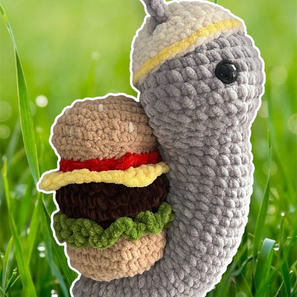 Burger Snail Crochet Pattern Amigurumi, Snail Stuffed Animal Plush Toy ...