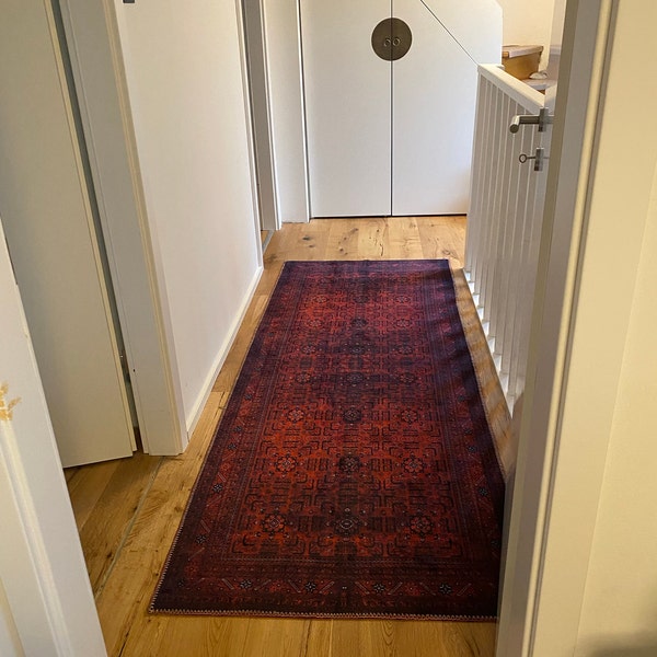 Red Afghan Rug, 6x9 Area Rug, Rustic Decor, Bold Red Rug, 5x8 Rugs ...