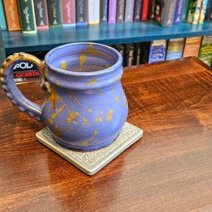 Tentacle Mug in Charcoal Black Glaze With Red Mottled Spots, Made to ...