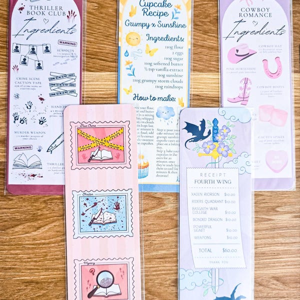 Bakery Bookmark | Bake a Book Boyfriend Recipe Bookmark | Bookish Gift ...