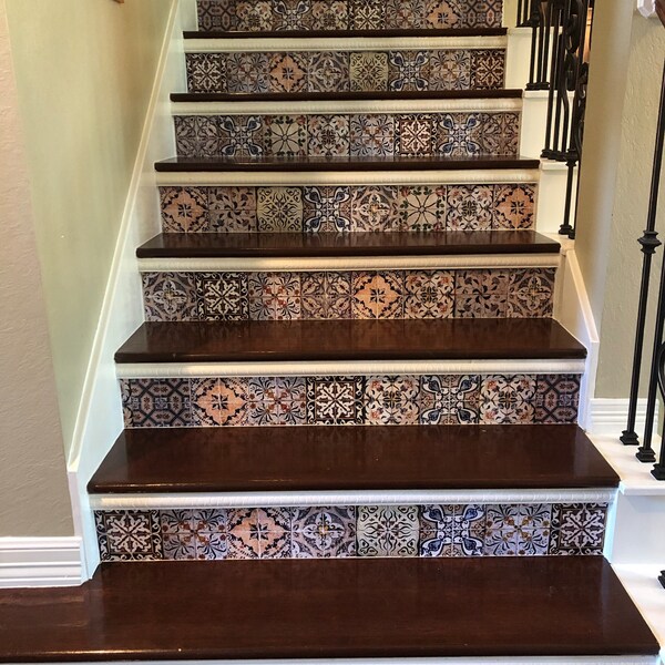 Stair Riser Sticker Set, Peel and Stick 10 Strips, Gray Marble Stone ...