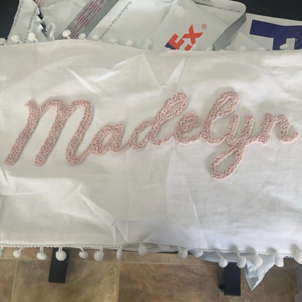 Personalized Name Punch Needle Pillow, Baby Shower Gift, Toddler ...