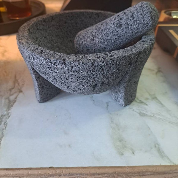 9 Inch Molcajete Mexican Volcanic Stone Mortar Handmade 9 Inches in ...