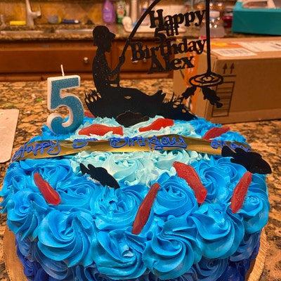 Boy Fishing Birthday Cake Topper, Fishing Theme Party, Cake Topper ...