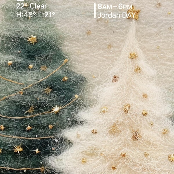 Christmas Trees Desktop Wallpaper Set, Felt Style Phone Wallpaper, Cute ...