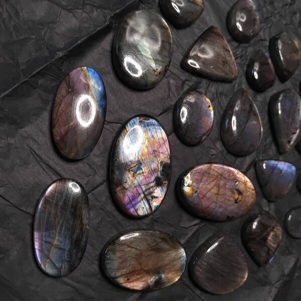 Beautiful Labradorite Rainbow Fire Cabochon Purple and Orange ...