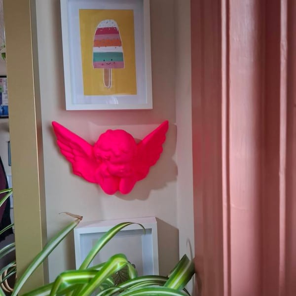 Medium 8x5.5inch - 20x14cm CHERUB | ANGEL | Cupid | NEON Pink ...