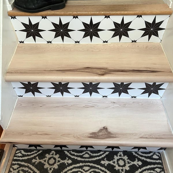 Black Gold Marble Tile Wall Stair Riser Self Adhesive Vinyl Stickers ...