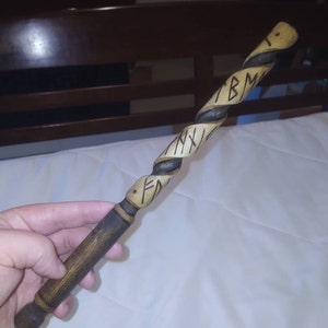 Runecaller Norse Rune Wand Volva Staff Distaff Asatru Altar Divination ...