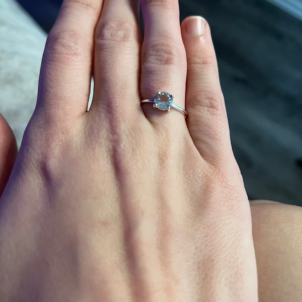 Aquamarine Sterling Silver Ring, Minimalist Round Prong, March ...