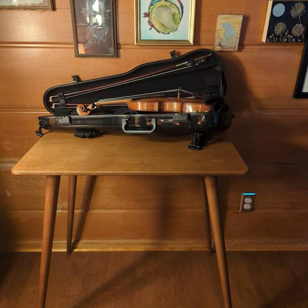 Walnut Wood Rectangle Computer Desk Table, Narrow Spacesaver Modern ...